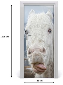 Samolepící fototapeta na dveře Šílený bílý kůň 85x205 cm