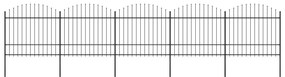 Zahradní plot s kopím nahoře ocelový 892,5 x 175 cm černý