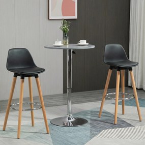 HOMCOM Sada 2 vysokých kuchyňských barových židlí, výška sedáku 69 cm, čalouněné PU s opěrkou a dřevěnými nohami pro jídelnu, černé
