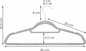 Velurová ramínka 45 cm, šedá, 20ks SPRINGOS HG0063