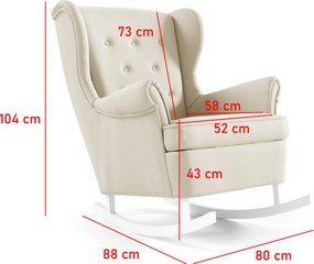 Eka Houpací křeslo ušák LINO Výběr nohou: Bílé, Barva látky: Světle šedá (Paros 05)
