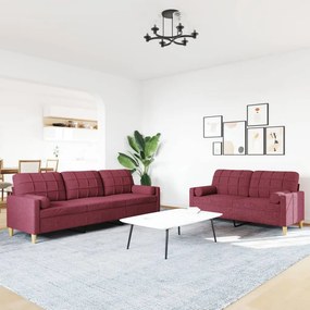 2dílná sedací souprava s polštáři vínová textil 3278341