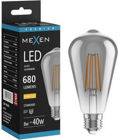 Mexen Vintis LED filament žárovka E27, ST64, 8W, Teplá - 2700K, 680 lm, kouřová - L152-E27-0827-70