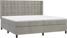 Box spring postel s matrací světle šedá 200x200 cm samet 3132939