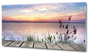 Obraz na skle Moře Ptáci Nebe Krajina 100x50 cm