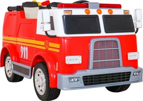 Ramiz Dětské hasičské auto na baterie + vodní dělo + megafon + maják + dálkové ovládání