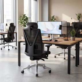 Ergonomická kancelářská židle černá se síťovinou VECTOR