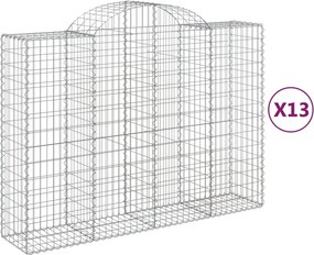 Klenuté gabionové koše 13ks 200x50x140/160cm pozinkované železo 3146373