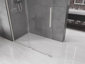 Mexen Velar, sprchová zástěna s posuvnými dveřmi Walk-in 140 x 200 cm, 8mm čiré sklo, broušená ocel, 871-140-000-03-97