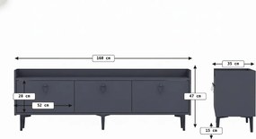 TV stolek PIENA 160 cm, antracitový
