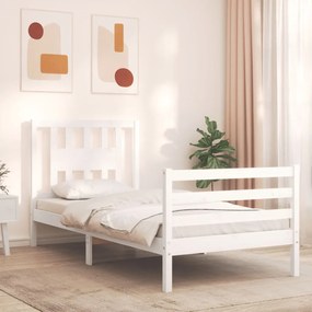 Rám postele s čelem bílý 100 x 200 cm masivní dřevo,  3194562 HangarStore.cz