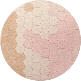 Lorena Canals, Dětský kusový koberec Honeycomb Rose kruh, 140x140, růžová, dětský pokoj