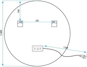 Kulaté dotykové zrcadlo s LED osvětlením MMJ 80 cm měděné