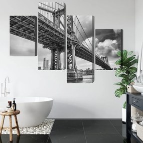 Vícedílný obraz Manhattan Bridge V New Yorku Nedostatek Nedostatek Přírodní plátno 240x150