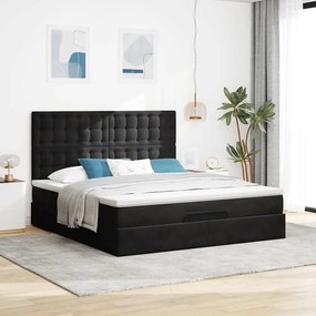 Osmanský rám postele s matracíes černá 180x200cm samet 3314482