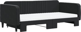 Válenda s přistýlkou a matracemi černá 100 x 200 cm samet 3197098