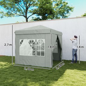 Outsunny altán 2,5x2,5 m, vodoodpudivý stabilní zimní pop-up skládací altán, UV ochrana 50+, skládací párty stan zahradní stan se 4 bočními panely ta…