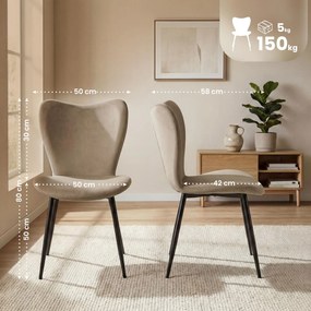 Sada 2 jídelních židlí Maika samet – taupe