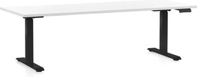 Výškově nastavitelný stůl OfficeTech C, 200 x 80 cm, černá podnož, bílá