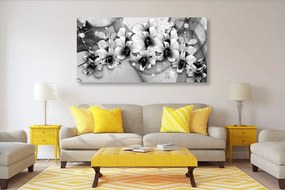 Obraz černobílé květiny na abstraktním pozadí Varianta: 100x50