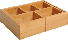 HOMCOM Úložný box Organizér box zásuvky, výsuvný organizér, bambus, přírodní, 24,6 x 17,6 x 7 cm| Aosom