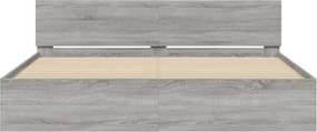 Rám postele s čelem a LED osvětlením šedý sonoma 200 x 200 cm 3207586