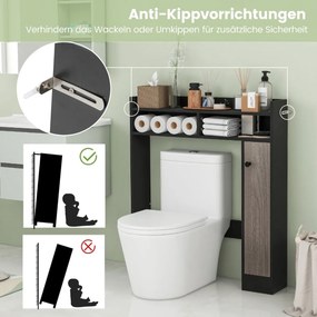 Costway WC skříňka, koupelnová nadsazená s nastavitelnými policemi, WC stojan