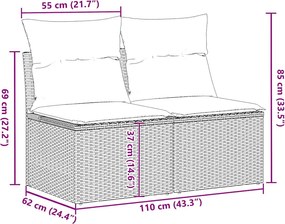 2dílná zahradní sestava s poduškami šedá polyratan akácie 3325247