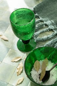 Zelená sklenička na víno na noze s bublinkami Wine Lisboa green - Ø9*15cm / 370ml
