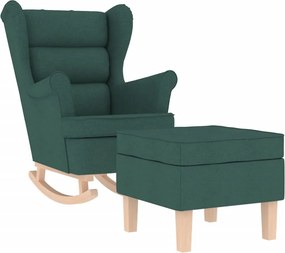 Houpací křeslo s podnožkou tmavě zelené textil 3308002