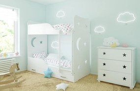 BabyBeds Dětská patrová postel STARS 180x80 Barevné provedení: Bílá, Úložný prostor: Ano, s úložným prostorem