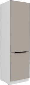 ARIA lb | vysoká skříňka 60 LO-210 2F na vestavnou lednici | 60 cm | ANTI FINGERPRINT povrch | bílá/béžová