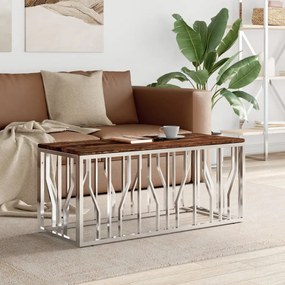 vidaXL Konferenční stolek nerezová ocel a recyklované dřevo [350056] Barva: Stříbrná