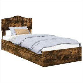Postel s úložným prostorem se zásuvkou Kouřový dub 90 x 190 cm 3413142