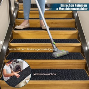 Costway 15 Koberce na schody Protiskluzové koberce na schody 76 cm x 20 cm