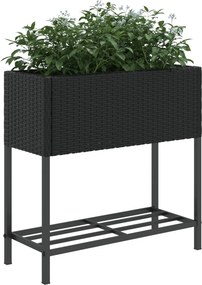 Zahradní truhlíky s policí 2 ks černé 70 x 28 x 70 cm 3210510