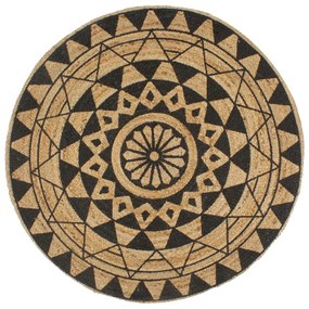vidaXL Ručně vyrobený koberec z juty s černým potiskem 150 cm