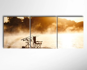 Malvis ® Obraz Rybaření ranní mlha ROZMĚR (šířka x výška): třídílný obdélník 150x60 cm