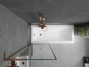 Mexen Next L, 1-křídlová vanová zástěna 70 x 150 cm, 6mm čiré sklo-černý vzor, ​​růžové zlato profil, 895-070-000-03-70-60