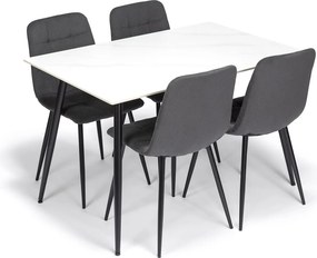 Noela Jídelní set CERAMON 120 bílý + 4x židle ARIA šedá