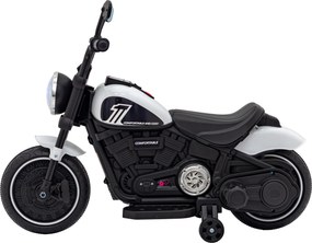 Ramiz Elektrická motorka Chopper FASTER pro děti bílá + FM rádio + audio panel + LED