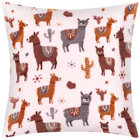 Bellatex Polštářek ELLÍK dětský motiv 35x40 cm Lama Růžová,Hnědá