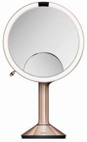 Kosmetické zrcátko Simplehuman Sensor TRIO, LED osvětlení, 1x/5x/10, dobíjecí, rose gold