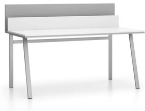 PLAN Kancelářský pracovní stůl SINGLE LAYERS s přepážkami, bílá / šedá