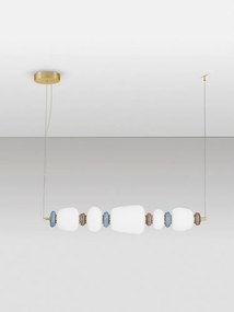 Bílé/ve zlaté barvě kovové LED stmívatelné závěsné svítidlo s porcelánovým stínidlem/se skleněným stínidlem Palo – Nova Luce