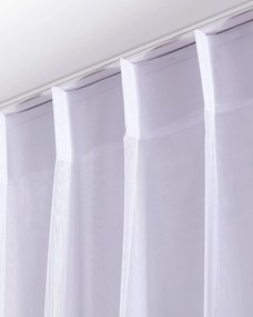Záclona na jednotlivých hačcích flex barva bílá látka poloprůhledná, pletený vzor, vzorované