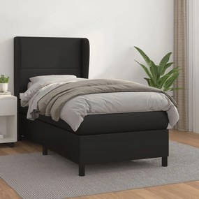 Box spring postel s matrací černá 90x200 cm umělá kůže,  3128889