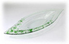 BDK-GLASS Skleněná mísa LIST 47x19cm - zelené střepy