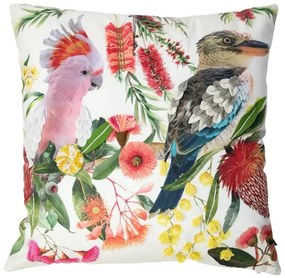 Bílý polštář s papouškem a květy Fleury Bird - 45*10*45cm