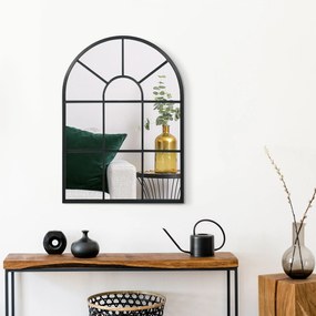 HOMCOM nástěnné zrcadlo okenní zrcadlo 70 x 50 cm dekorativní s kovovým rámem, závěsné zrcadlo do obývacího pokoje ložnice v černé barvě | Aosom.de